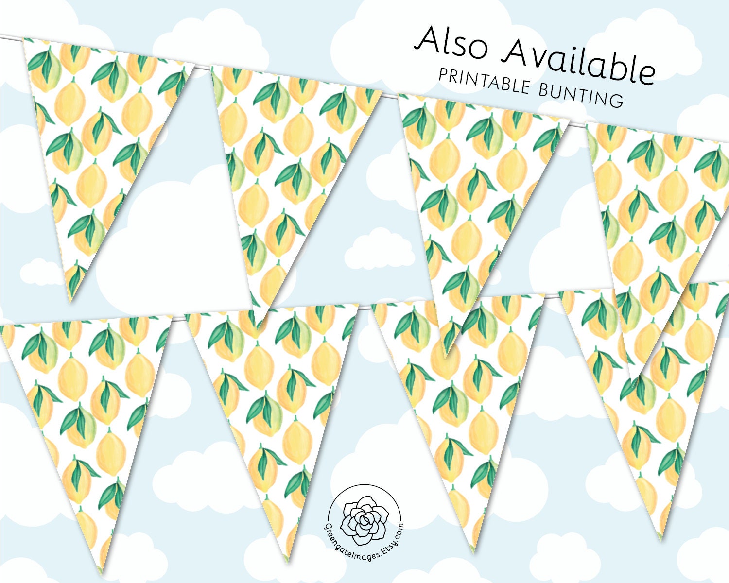 Lemon Message Banner printable bunting editable Corjl | Etsy