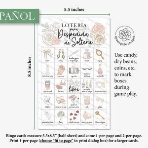 Lotería Para Despedida De Soltera - 50 PRINTABLE Bingo Cards, Spanish ...