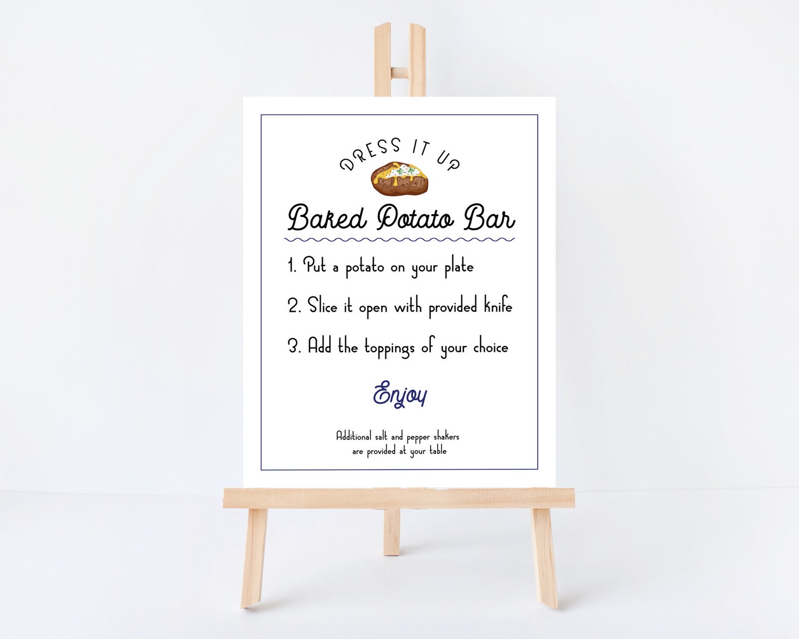 Baked Potato Bar Sign 8.5x11 and 5x7. Editable on Corjl, Wedding Sign ...