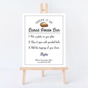 Baked Potato Bar Sign - 8.5x11" and 5x7". Editable on Corjl, Wedding ...