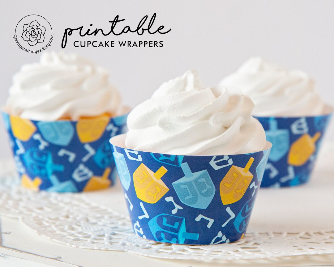 Hanukkah Cupcake Wrappers Printable Cupcake Wrappers, Chanukah Cupcakes ...