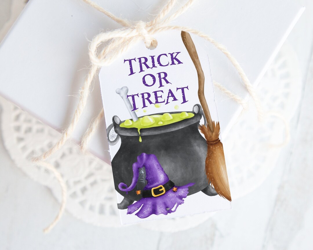 Witch Cauldron Gift Tag - Printable Gift Tag, Favor Tag, Hang Tag ...
