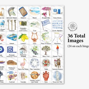 Greece Bingo - 50 PRINTABLE Unique Cards. Instant Digital Download PDF ...