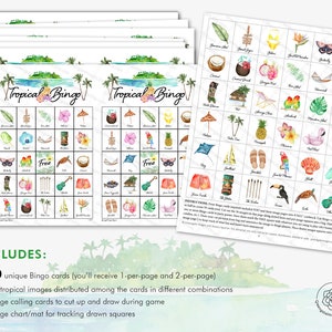 Tropical Bingo: PRINTABLE 50 Cards, Bingo Pdf Game, Party Game Ideas ...