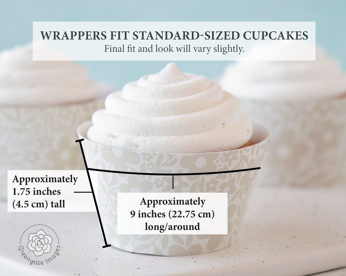 Ivory and Beige Floral Cupcake Wrappers - PRINTABLE Instant Download ...