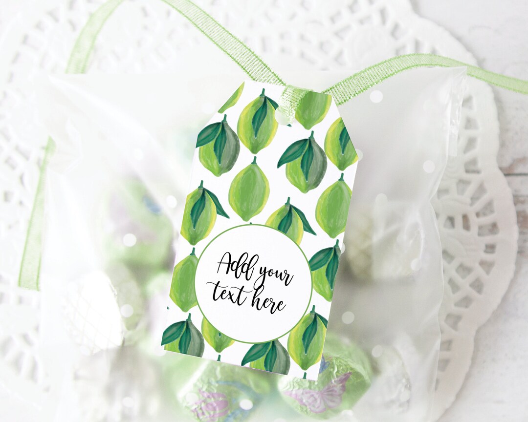 Lime Gift/favor Tags Corjl Printable Gift Tags Editable - Etsy