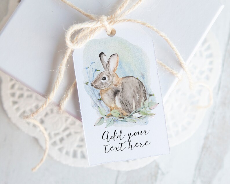 Rabbit Gift Tag Template - PRINTABLE Favor Bag Hang Tag. Easter Bunny ...