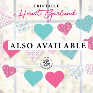 Heart Garland - Printable Hearts, Valentine's Idea, Party Decor, Heart ...