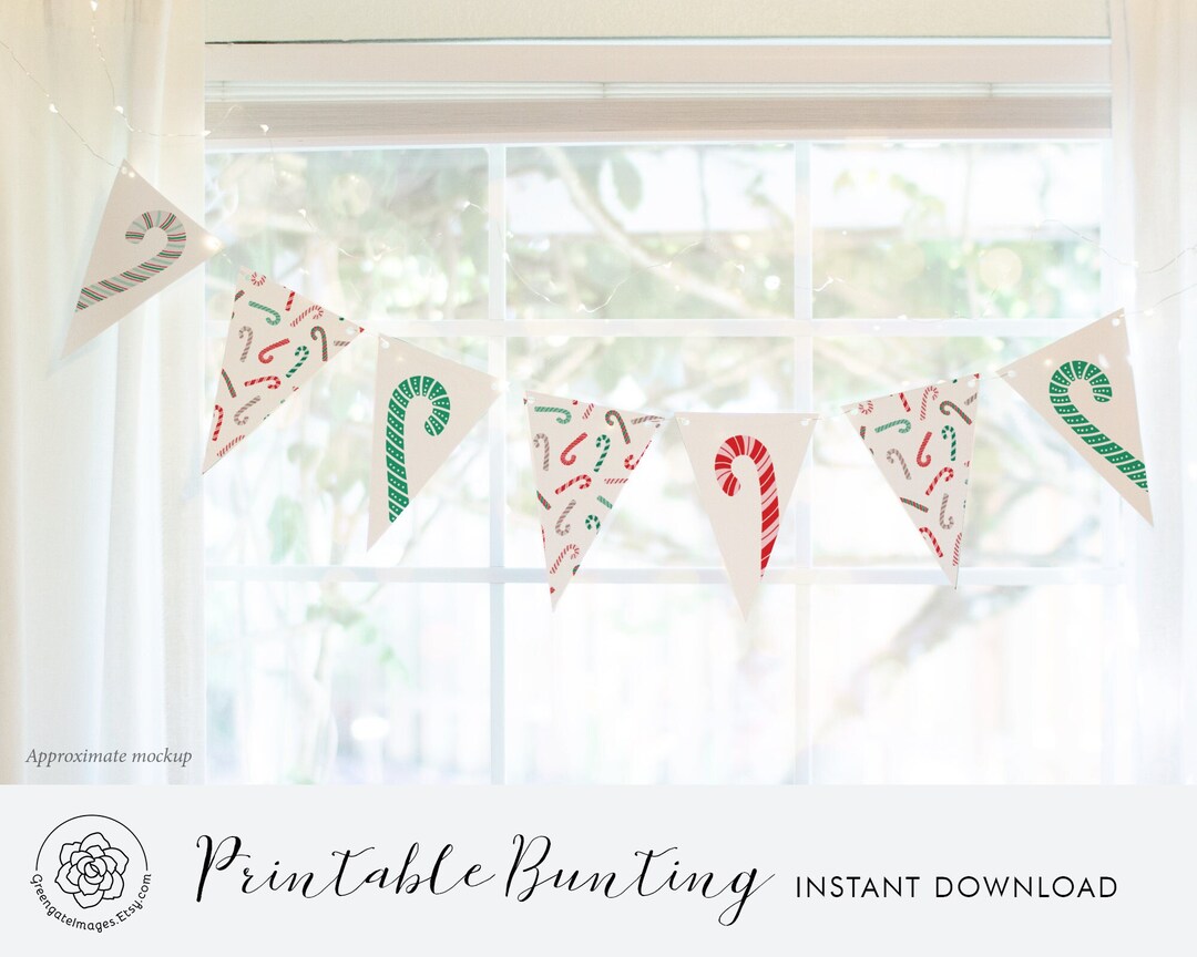 Candy Cane Bunting PRINTABLE Banner Instant Download - Etsy