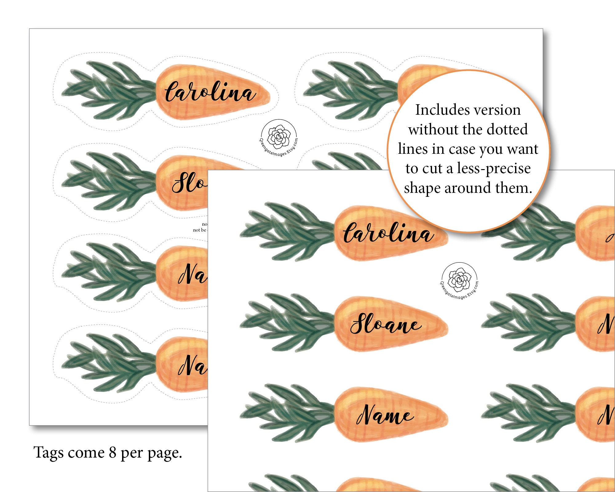 Carrot Gift Tags - Corjl Editable, Favor Tag, Printable Hang Tag, Bag ...
