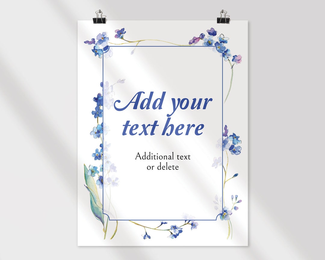 Forget-me-not Sign Template Editable Corjl 8.5x11 Sign. Letter Size ...