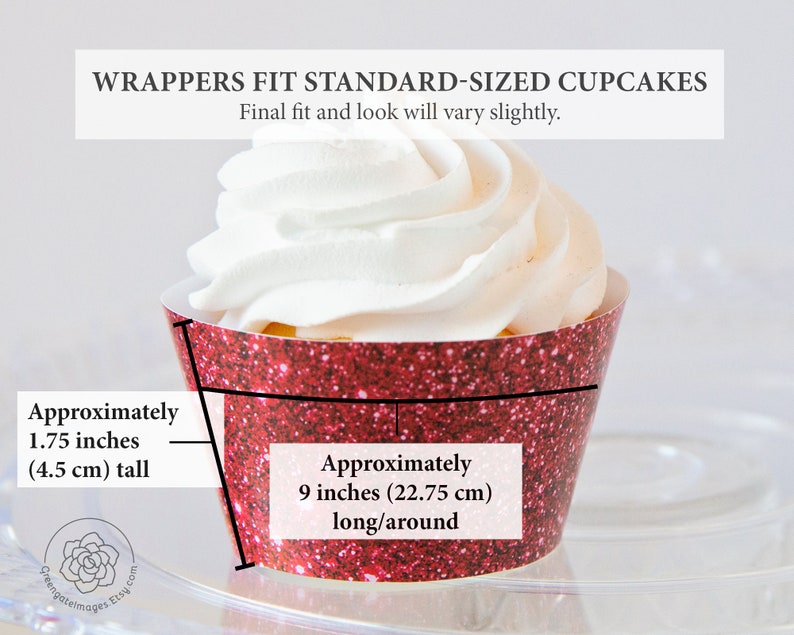 PRINTABLE Red Glitter Cupcake Wrappers Glittery Design | Etsy