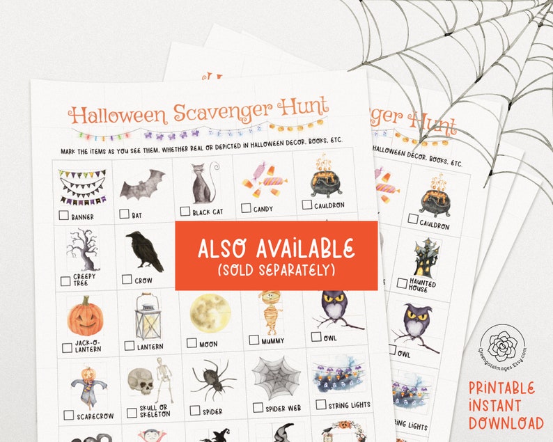 Halloween Scavenger Hunt treasure Hunt Cards PRINTABLE PDF - Etsy