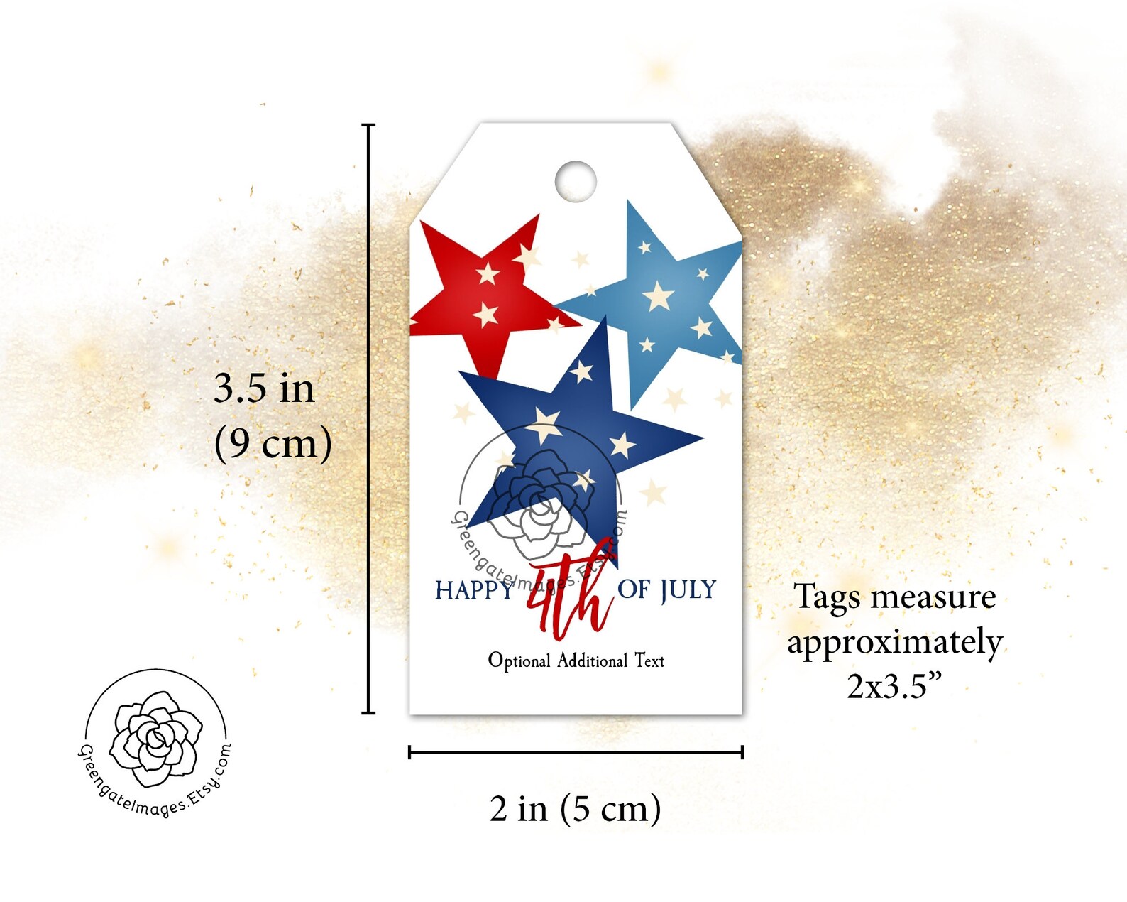Patriotic Gift Tag - Printable & Corjl Editable / Red Blue Stars Gift ...