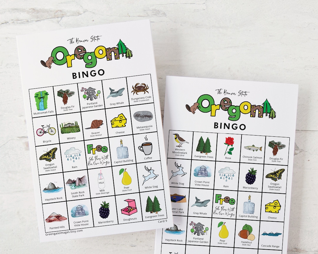 Oregon Bingo - 50 PRINTABLE Unique Cards. Senior Citizen Activities ...