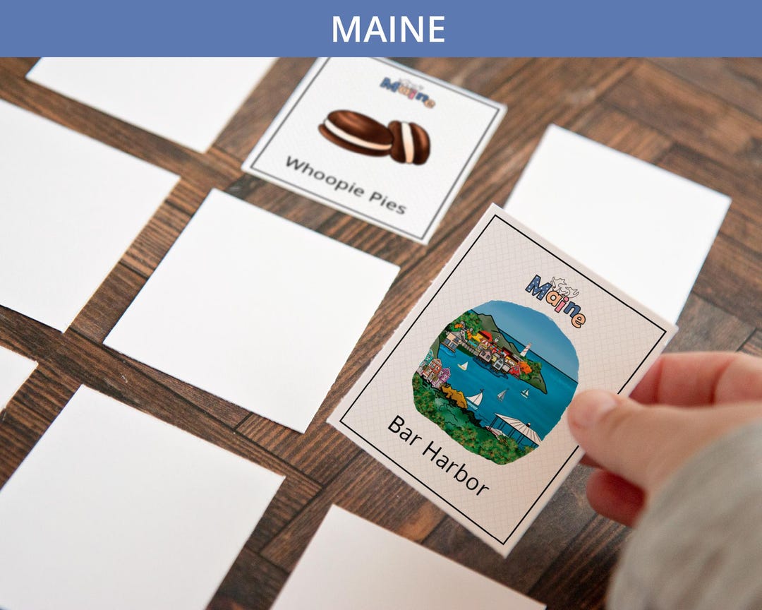Maine Memory Game - PRINTABLE Downloadable Activity PDF. Matching Game ...