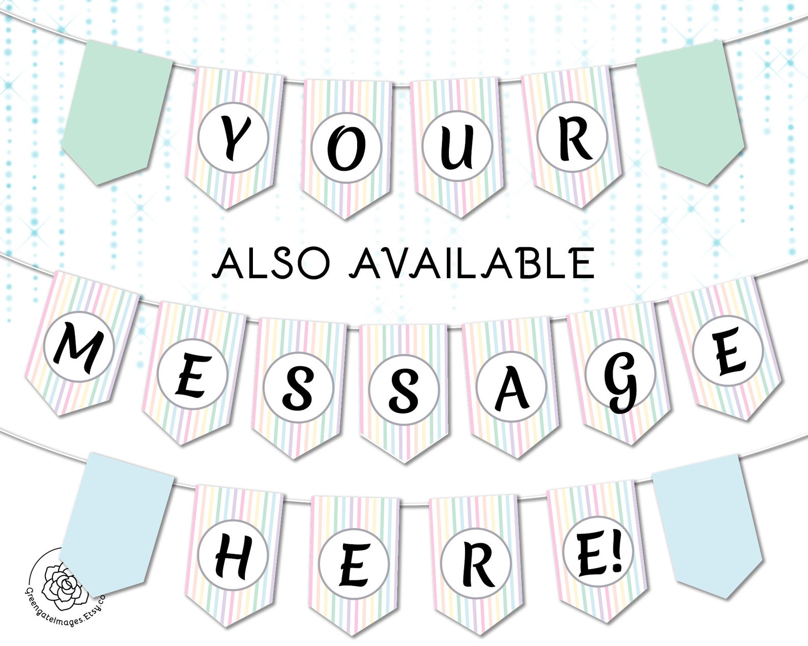 Pastel Rainbow Bunting SIX COLORS INCLUDED Printable Solid - Etsy