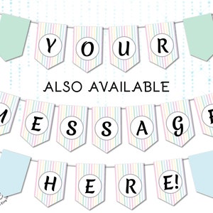 Pastel Rainbow Bunting - SIX COLORS INCLUDED, Printable Solid Banner ...