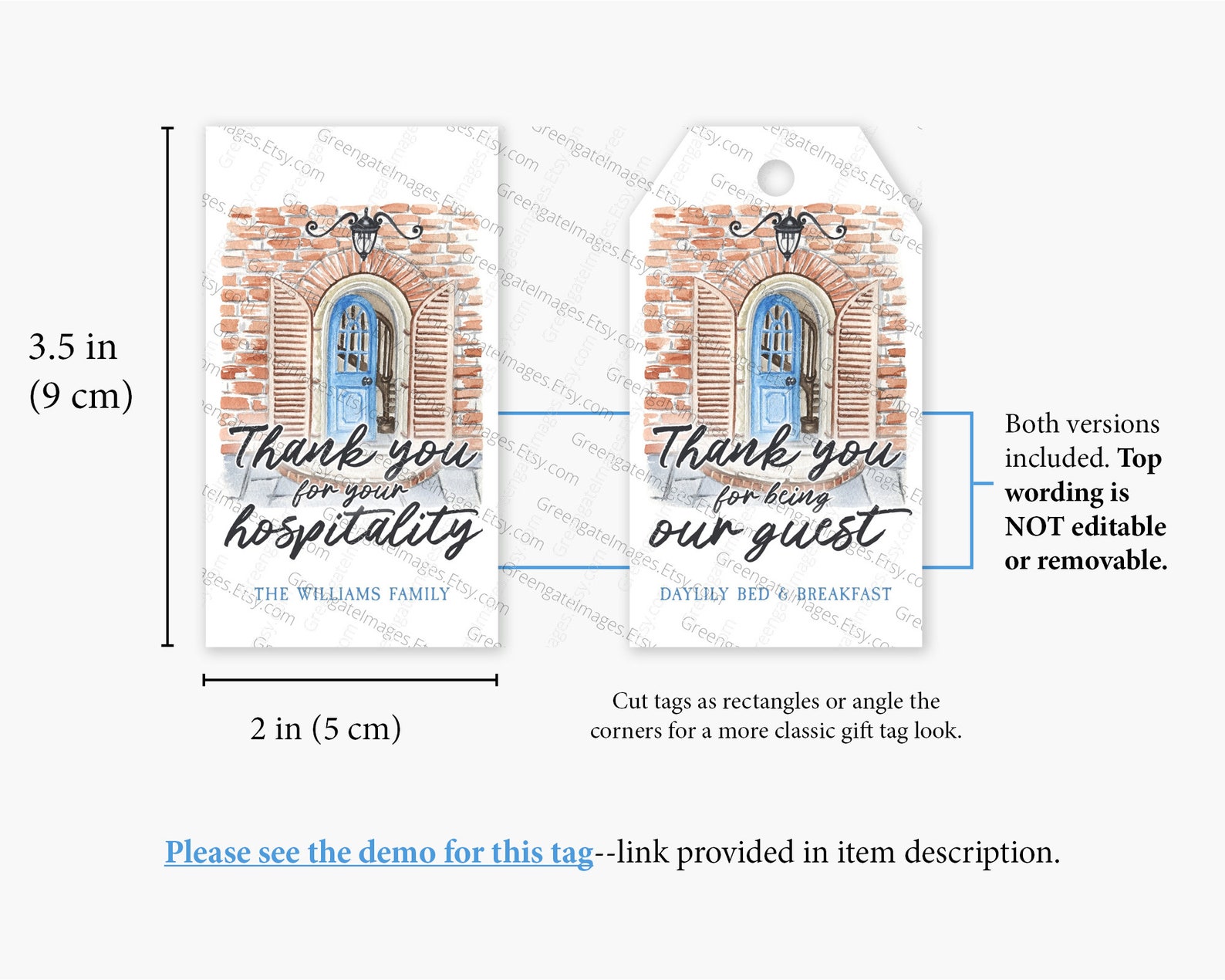 Hospitality Gift Tags Printable Gift Tags Edit in Corjl - Etsy