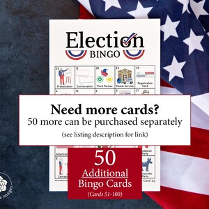 Election Bingo - 50 PRINTABLE Unique Cards. Instant Digital Download ...