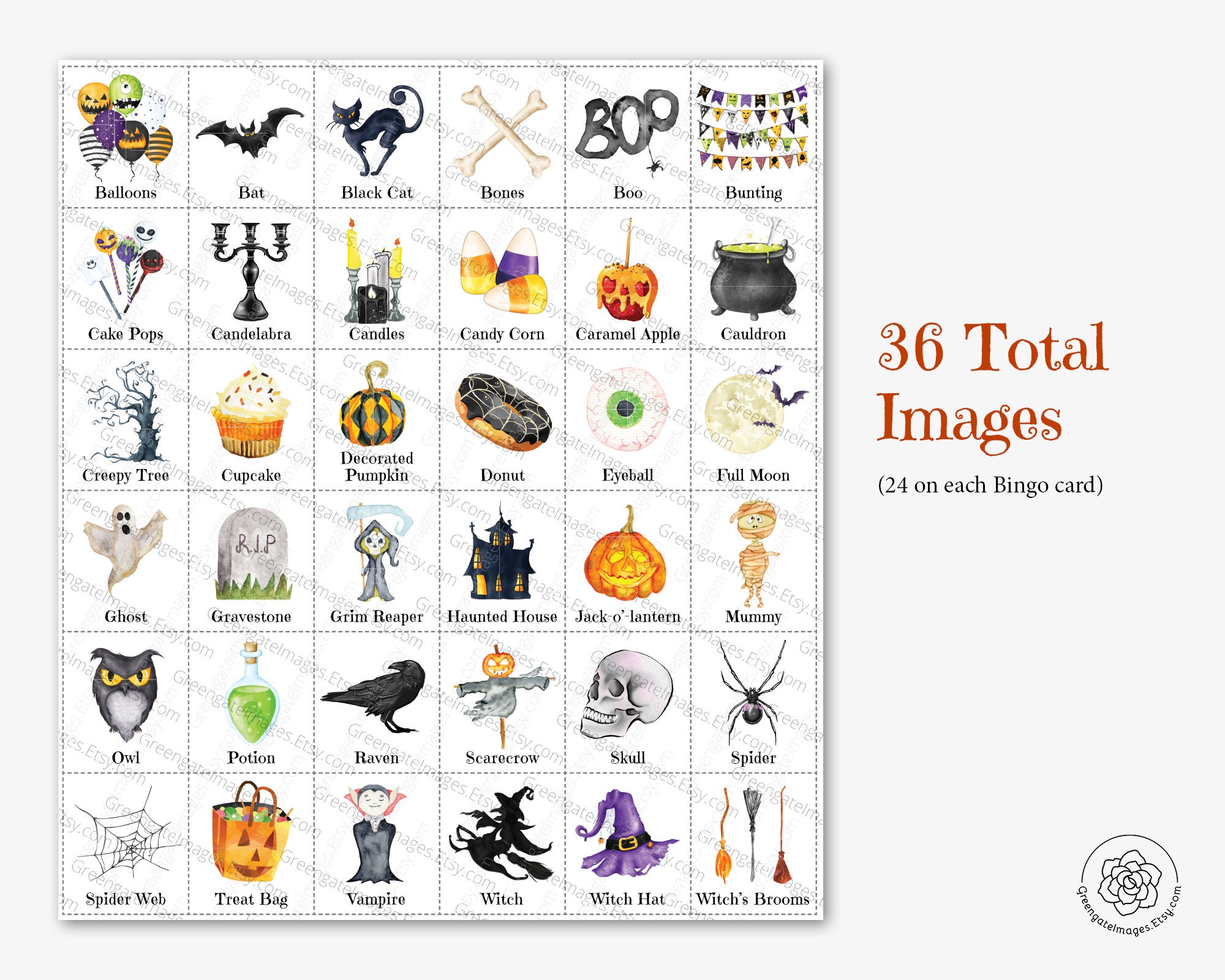 Halloween Bingo Cards: Printable Bingo 50 Cards Party Idea | Etsy