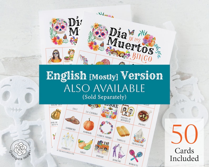 Lotería Del Día De Muertos - 50 PRINTABLE Bingo Cards W/color Pictures ...