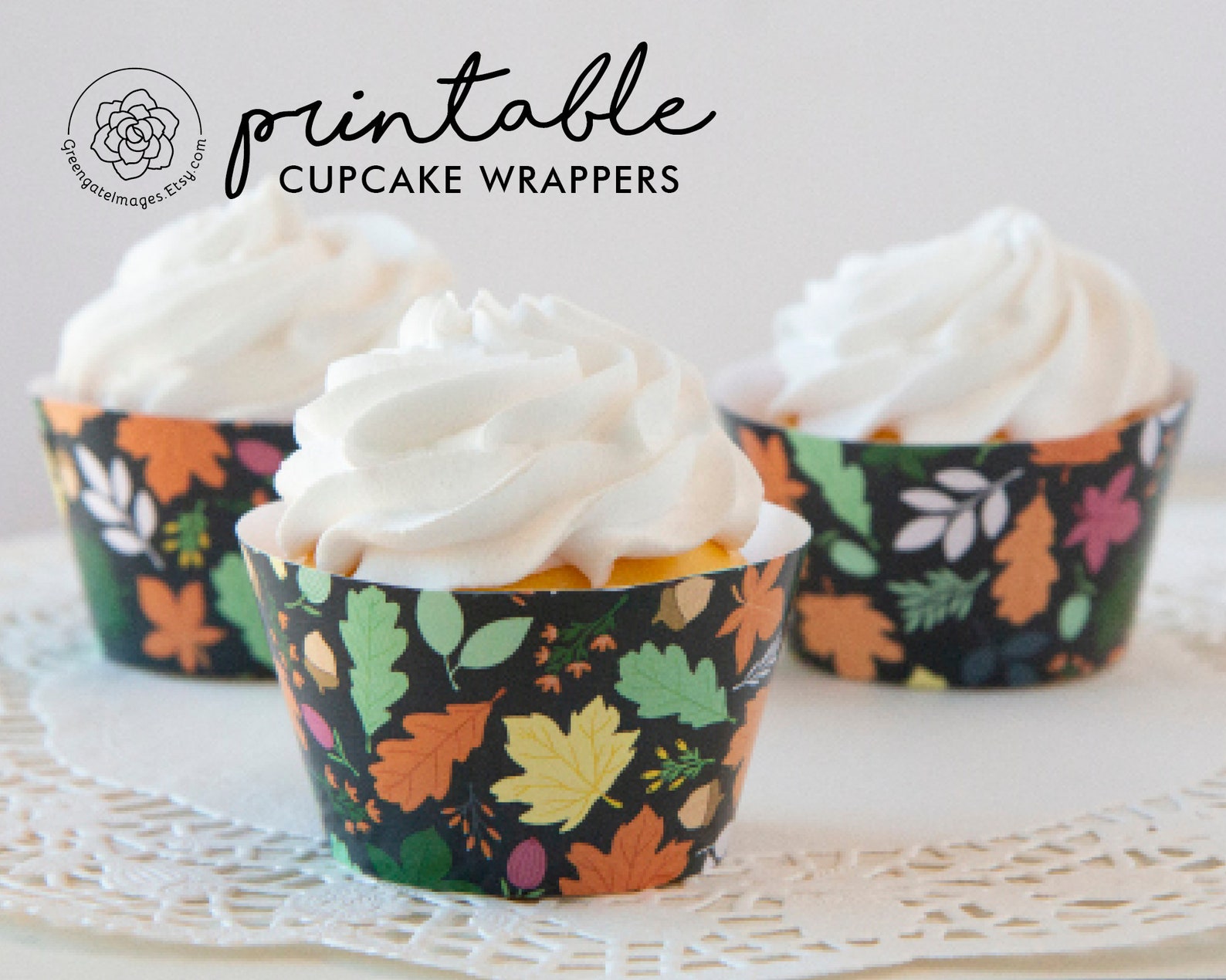 Fall Cupcake Wrappers - Printable Cupcake Wrappers, Autumn Cupcakes ...