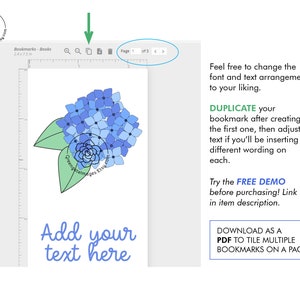 Hydrangea Bookmark Template - PRINTABLE & Personalizable. Edit in Corjl ...