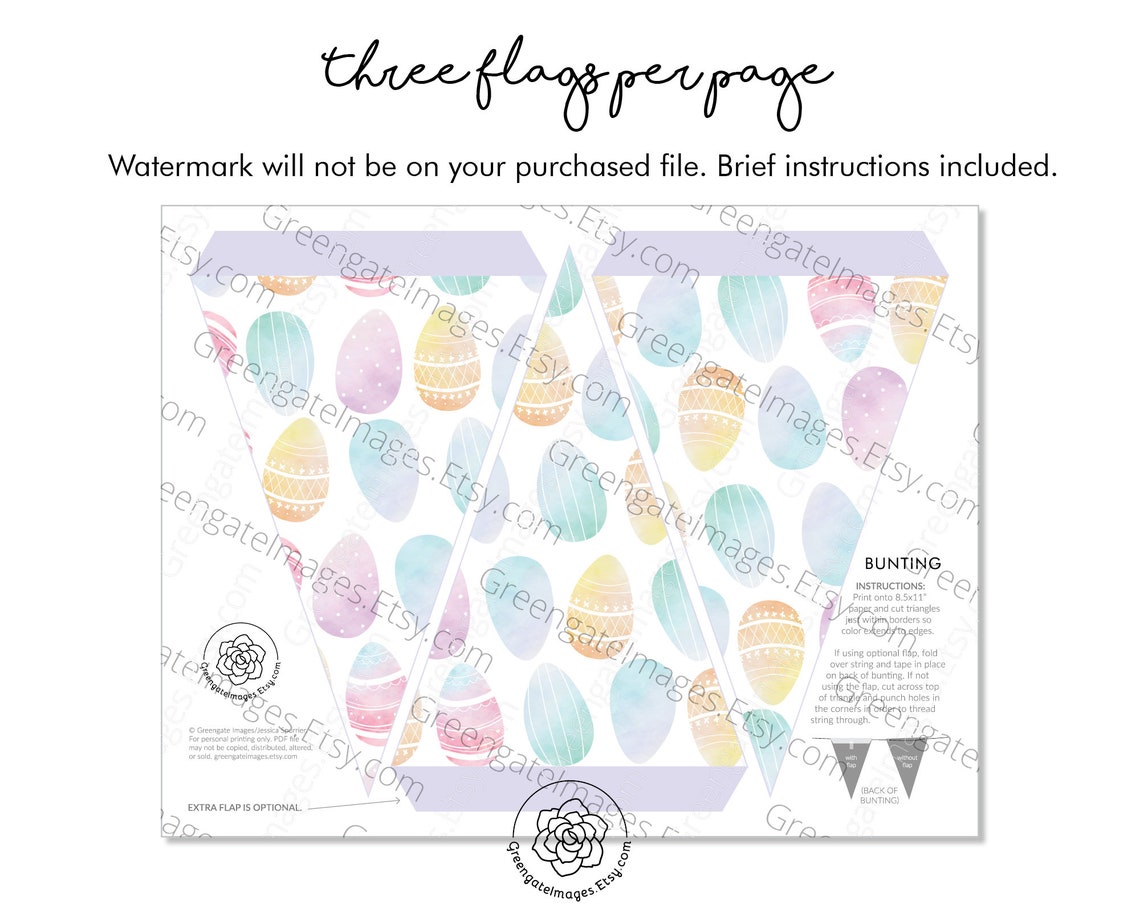 Easter Bunting - PRINTABLE Banner Flags, Instant Digital Download ...