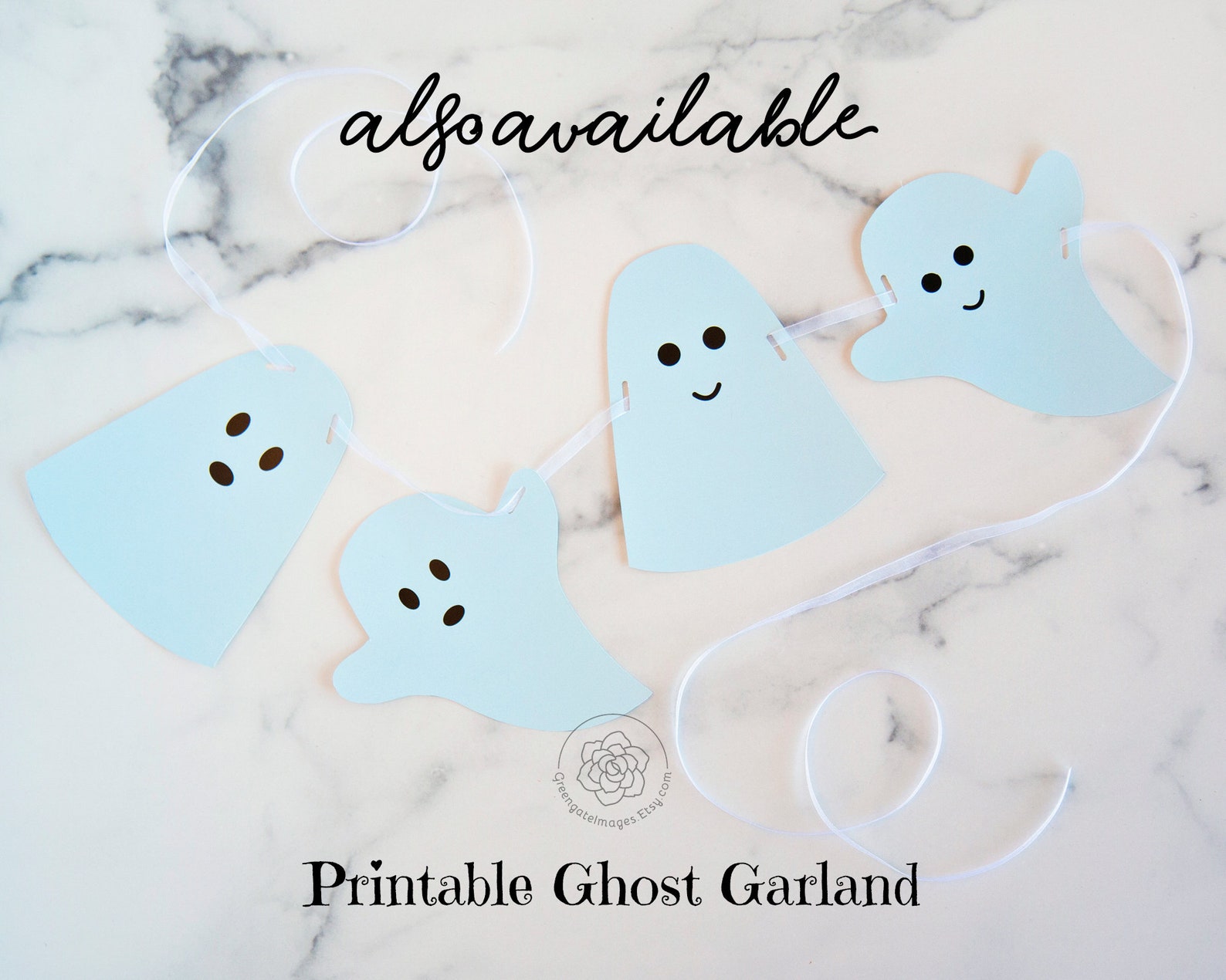 Halloween Ghost Garland - Printable Banner, Halloween Printable, Ghost ...