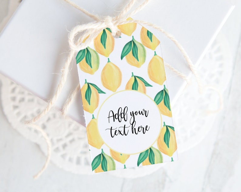 Lemon Gift/favor Tags Corjl Printable Gift Tags Editable - Etsy