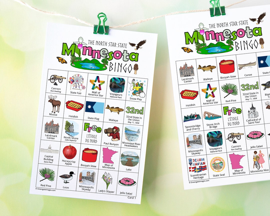 Minnesota Bingo Cards - 50 PRINTABLE Unique Cards. Download Instantly ...