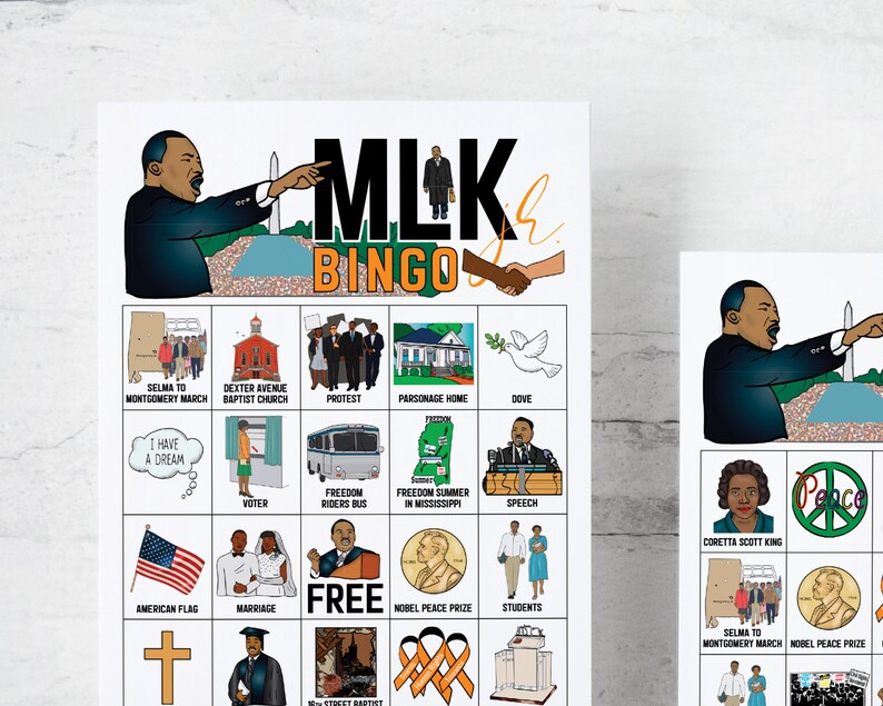 MLK Bingo 50 PRINTABLE Unique Cards. Instant Digital - Etsy