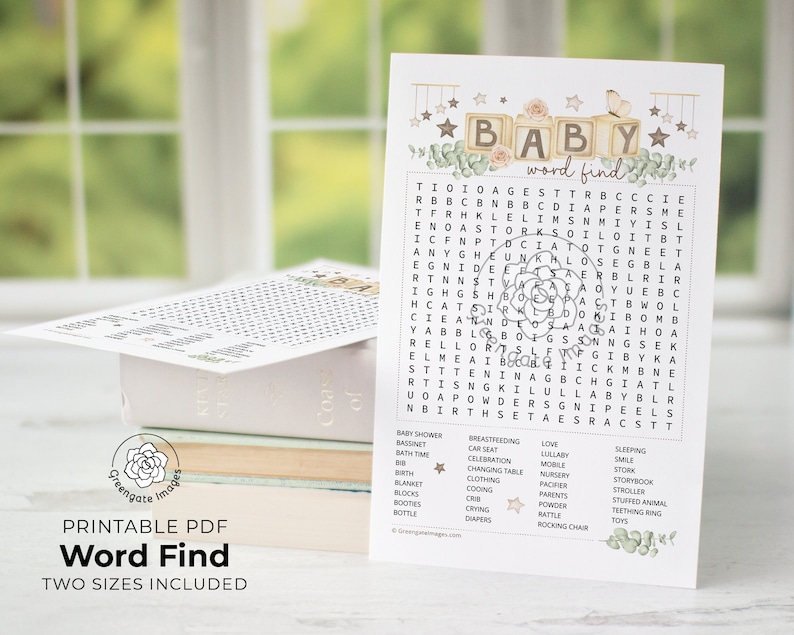 Baby Word Find PRINTABLE Downloadable Activity. Baby Shower - Etsy