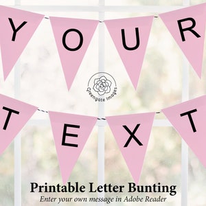 Pink Letter Banner - PRINTABLE, Editable Banner PDF. Instant Digital ...