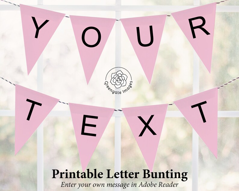 Pink Letter Banner - PRINTABLE, Editable Banner PDF. Instant Digital ...