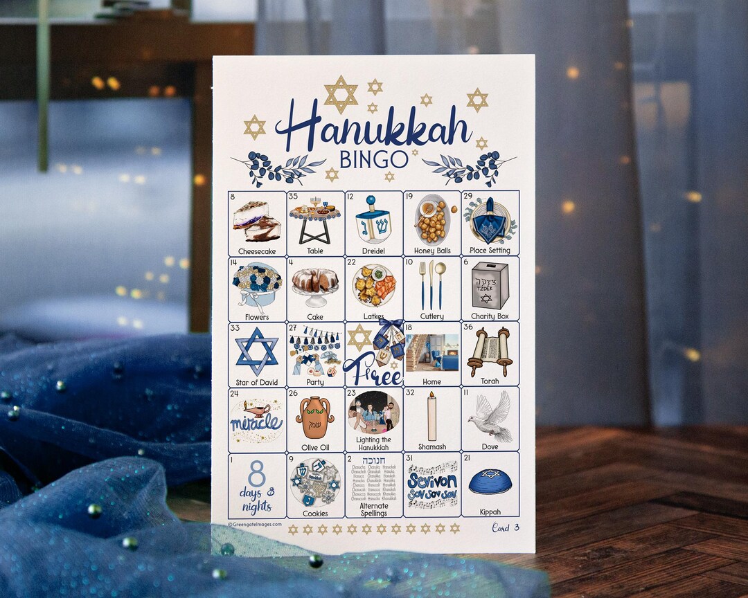 Hanukkah Bingo II - 50 PRINTABLE Unique Cards. Party Activity for All ...
