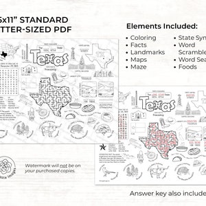 PRINTABLE Texas Activity Page - Instant Download PDF Game for Kids. TX ...