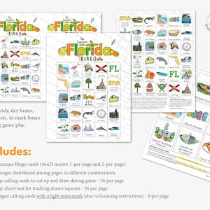 Florida Bingo Cards - 50 PRINTABLE Unique Cards You Download Instantly ...
