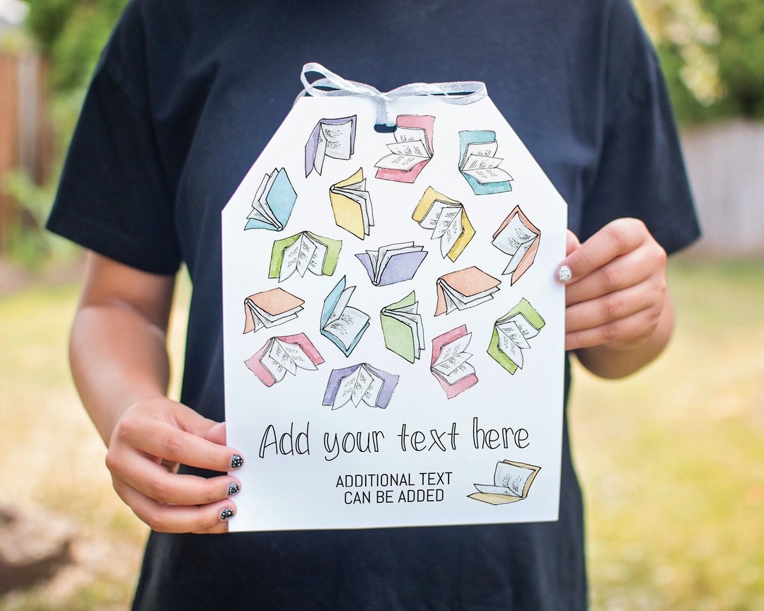 Books XL Giant Gift Tag PRINTABLE Editable Corjl, Extra Large Tag, Huge ...