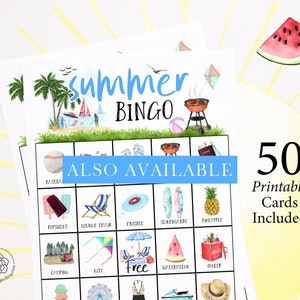 Summertime Bingo Cards: Printable Bingo, 50 Cards, Senior Citizen ...