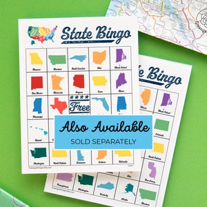 US State Bingo Set - Printable Bingo Game, 50 Cards, Senior Citizen ...