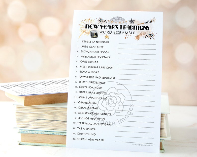New Year's Eve Word Scramble PRINTABLE Downloadable - Etsy