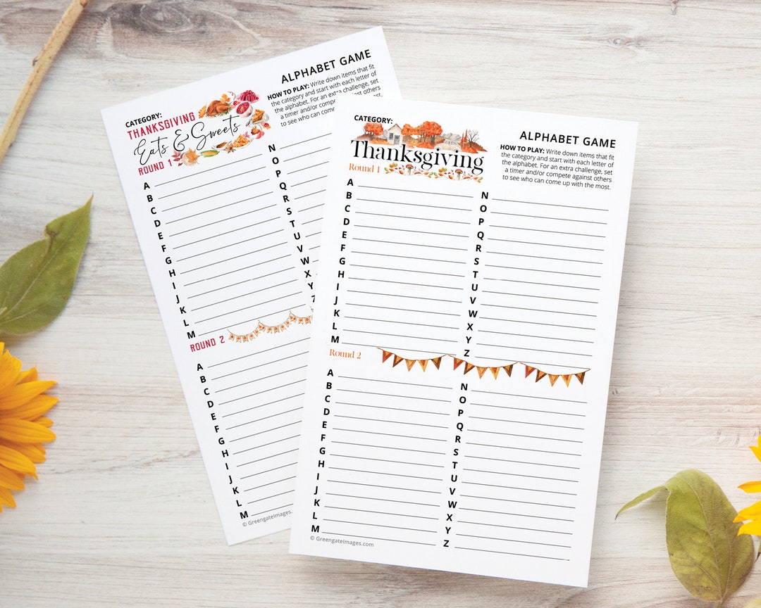 Thanksgiving Game - PRINTABLE Download Alphabet Activity 4-pack. Cute ...