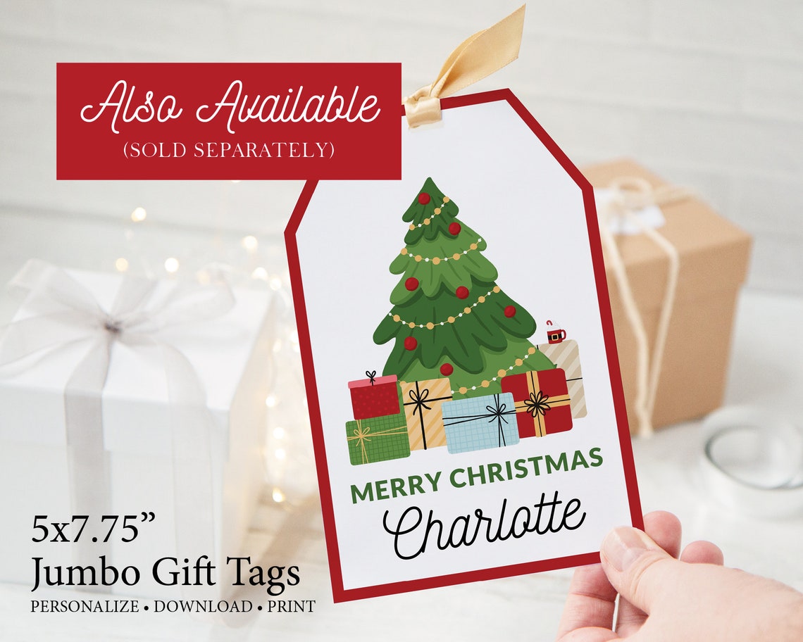 Giant XL Christmas Gift Tag - PRINTABLE Editable Corjl, Extra Large Tag ...