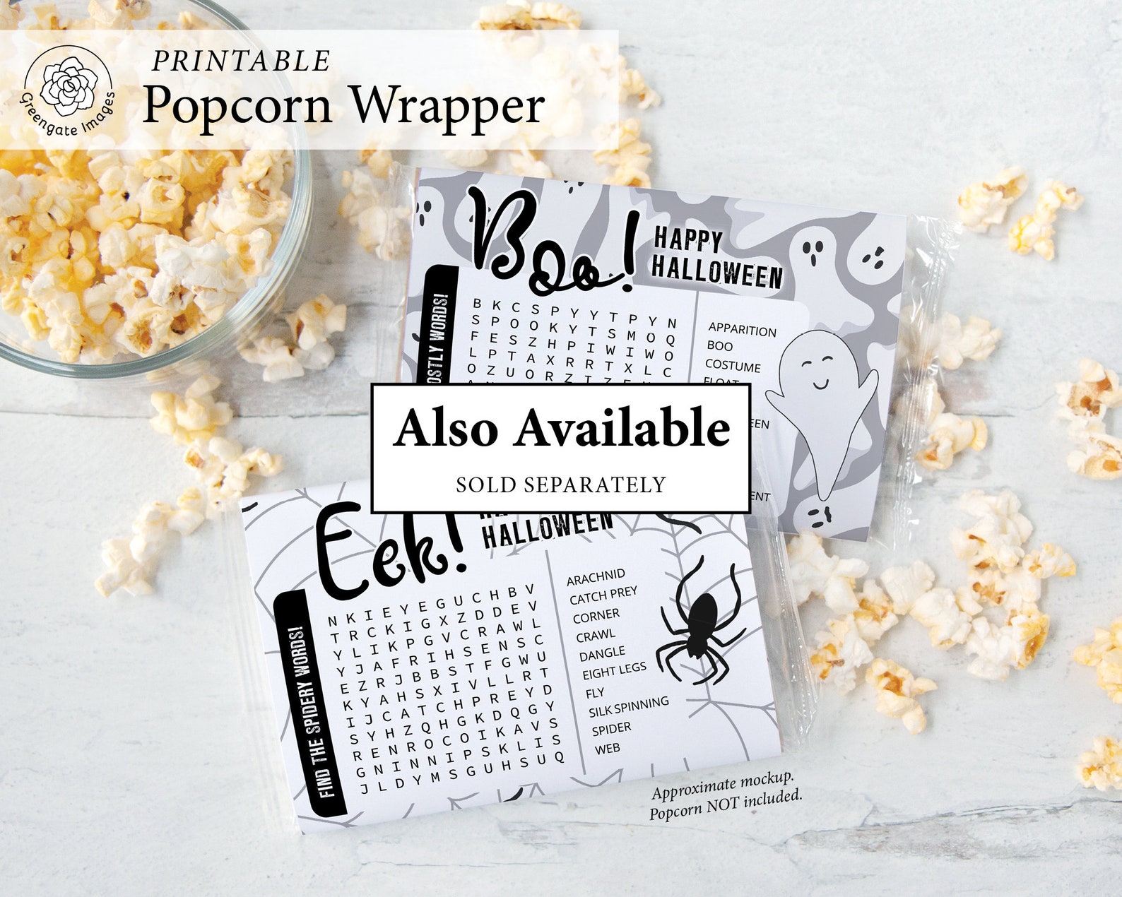Halloween Popcorn Wrapper Duo - PRINTABLE Microwave Popcorn Wrapper ...
