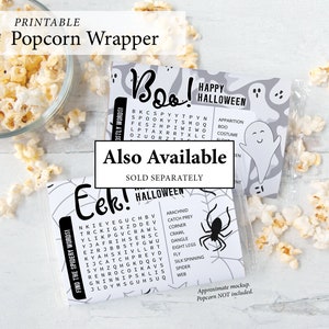 Halloween Popcorn Wrapper Duo PRINTABLE Microwave Popcorn Wrapper That ...