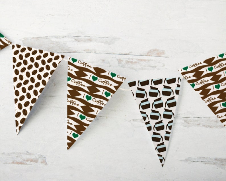 Coffee Bunting - PRINTABLE Coffee-themed Banner Flags W Coffee Beans ...