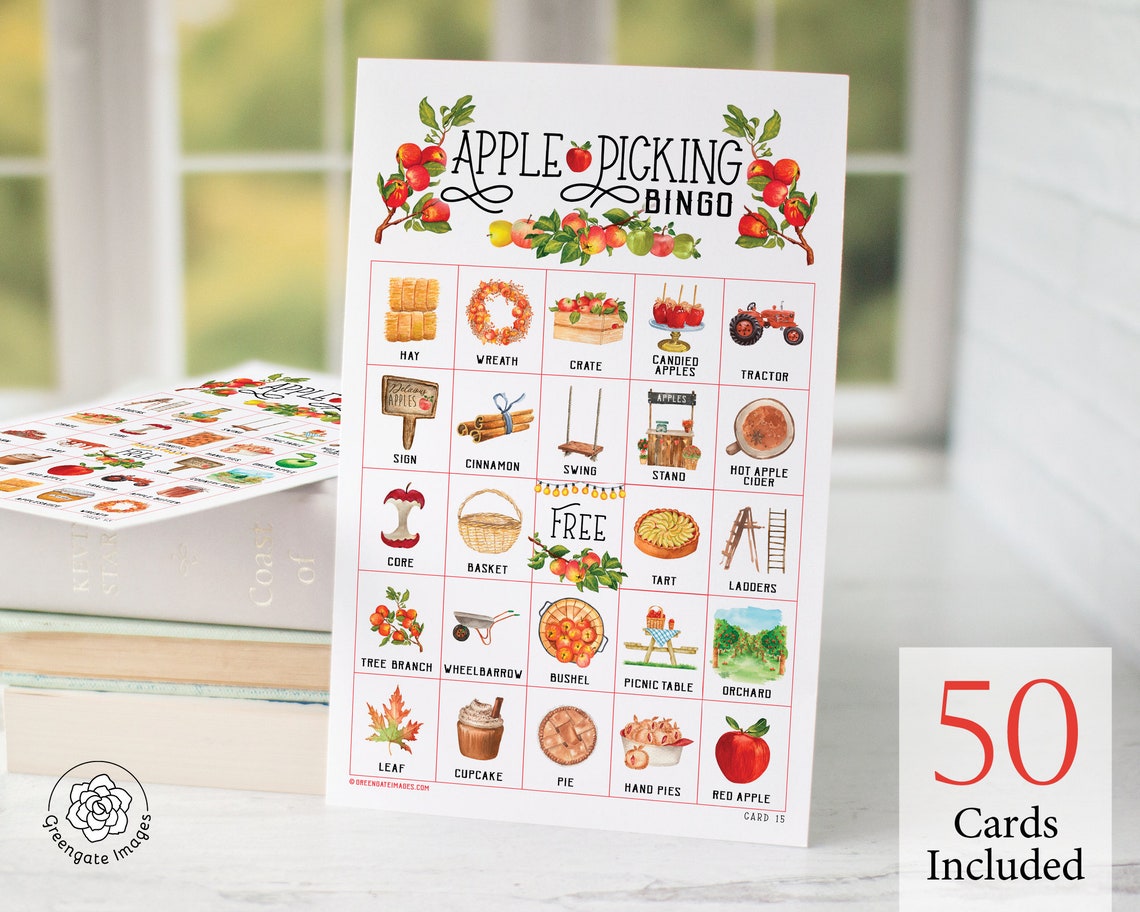 Apple Picking Bingo Cards: PRINTABLE Bingo With Labeled - Etsy