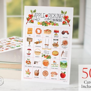 Apple Picking Bingo Cards: PRINTABLE Bingo With Labeled Pictures. 50 ...